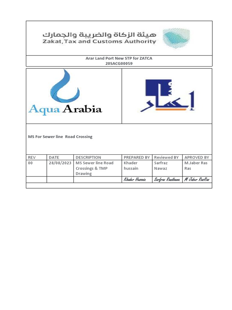 Sewer Line Road Crossing Method Statement | PDF | Road | Traffic