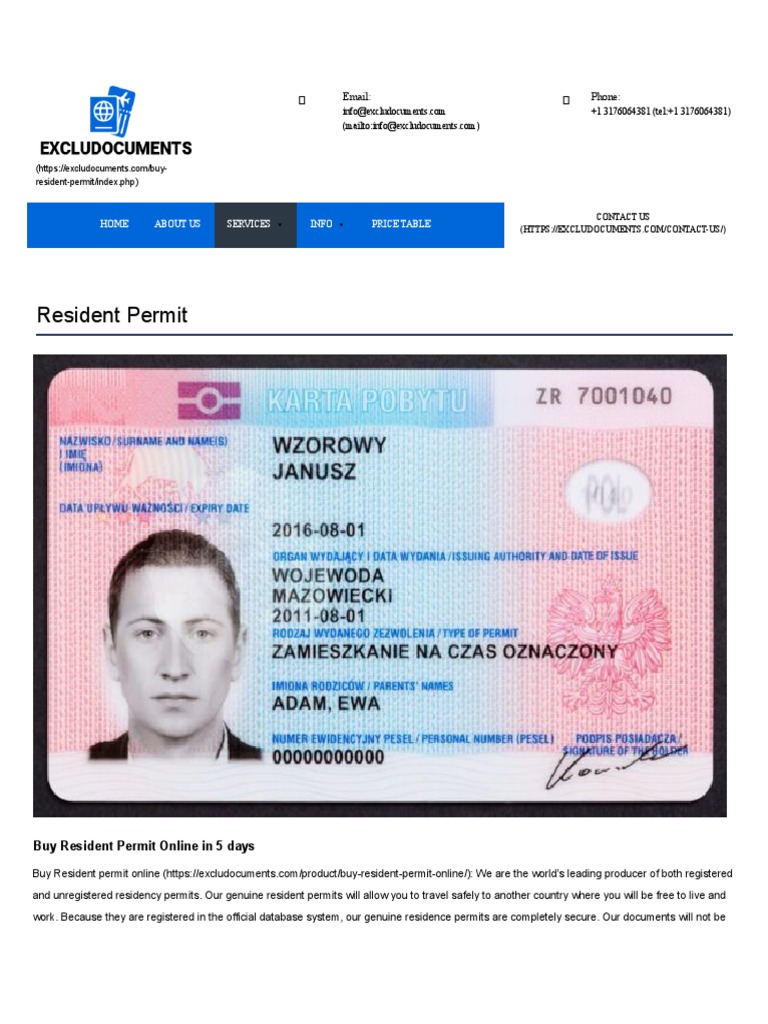 Resident Permit For Sale Online Discreetly | PDF | Identity Document ...