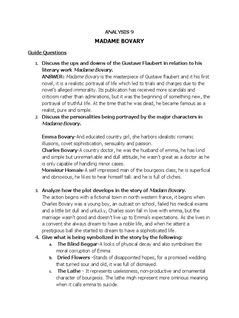 Madame Bovary: A Study Guide | PDF | Poetry | Classics