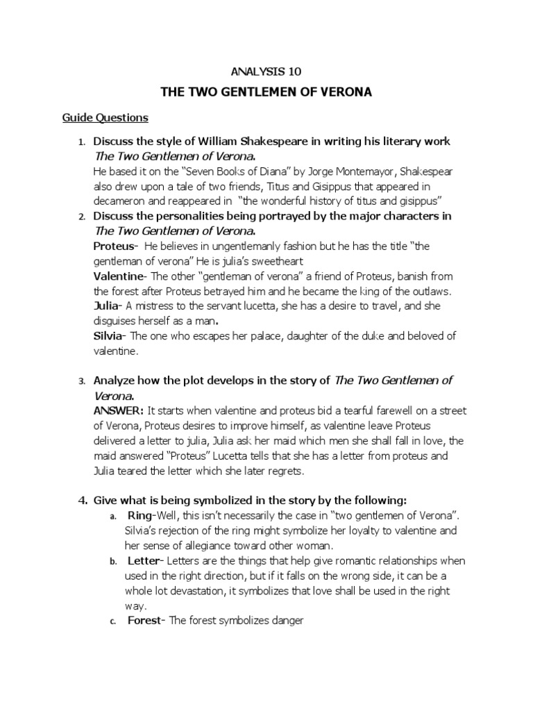 Analysis 10 The Two Gentlemen of Verona | PDF | The Two Gentlemen Of Verona
