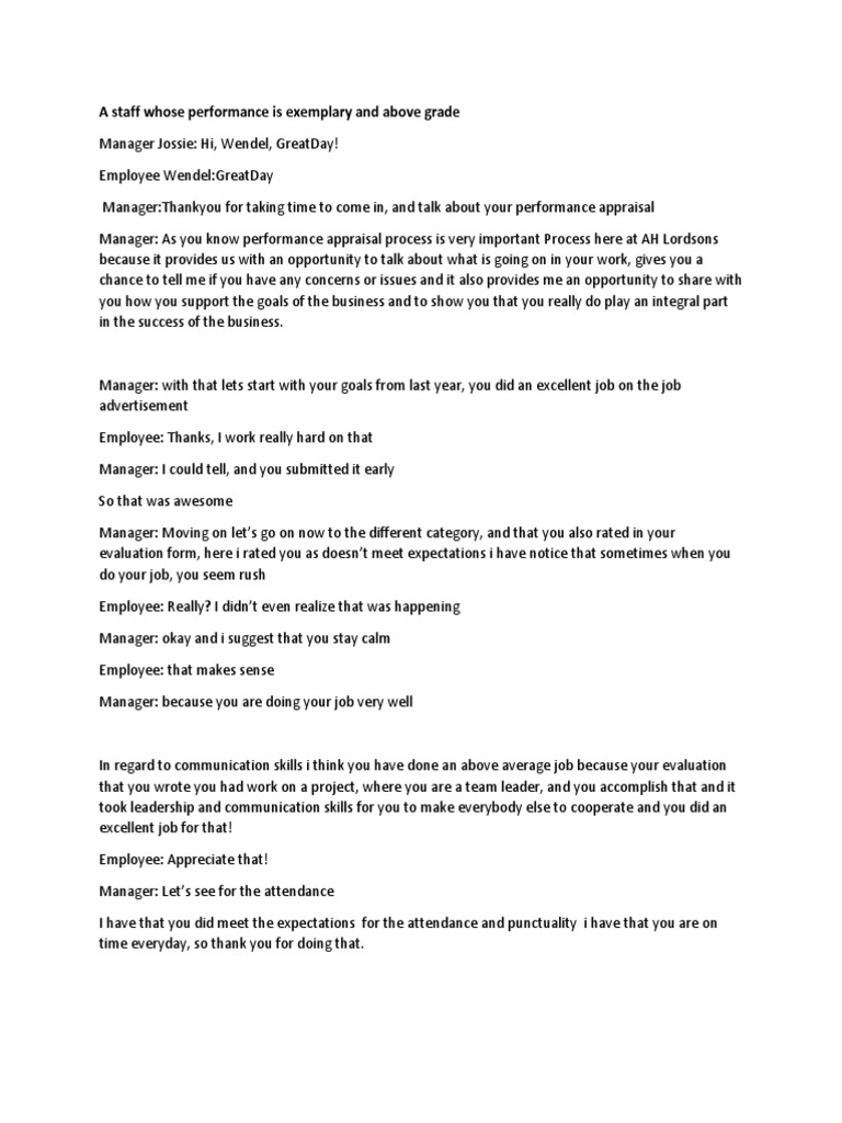 Script | Download Free PDF | Performance Appraisal