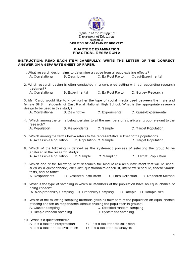 Q2 Test PR 2 | PDF | Survey Methodology | Sampling (Statistics)