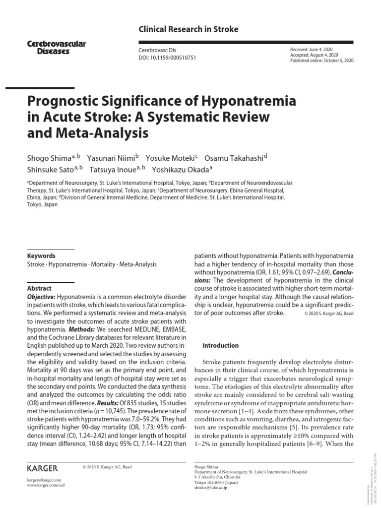 Prognostic Significance of Hyponatremia in Acute | PDF | Science ...