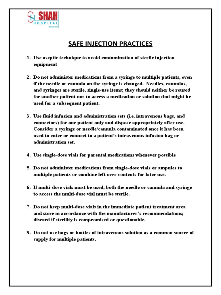 Safe Injection Practices Poster | PDF