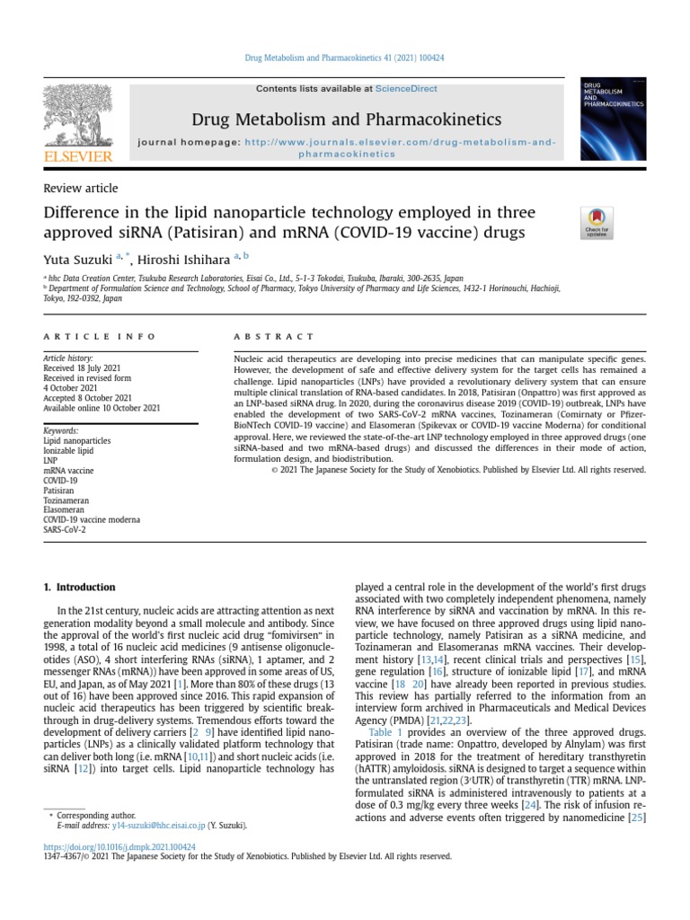 Difference in The Lipid Nanoparticle Technology Employed in Three ...