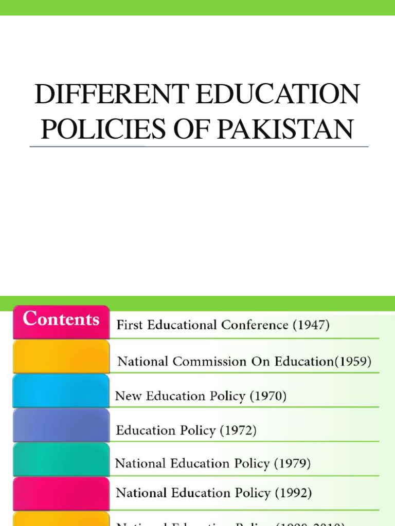 Educational Policies of Pakistan | PDF | Curriculum | Literacy