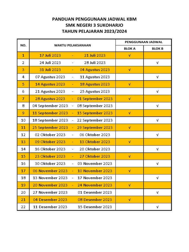 Jadwal KBM S1 TP 2023-2024 Lengkap | PDF