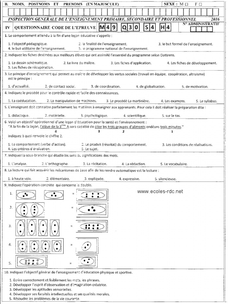 Items-Exetat-2016-Pedagogie-generale-S2-code-M49 | PDF