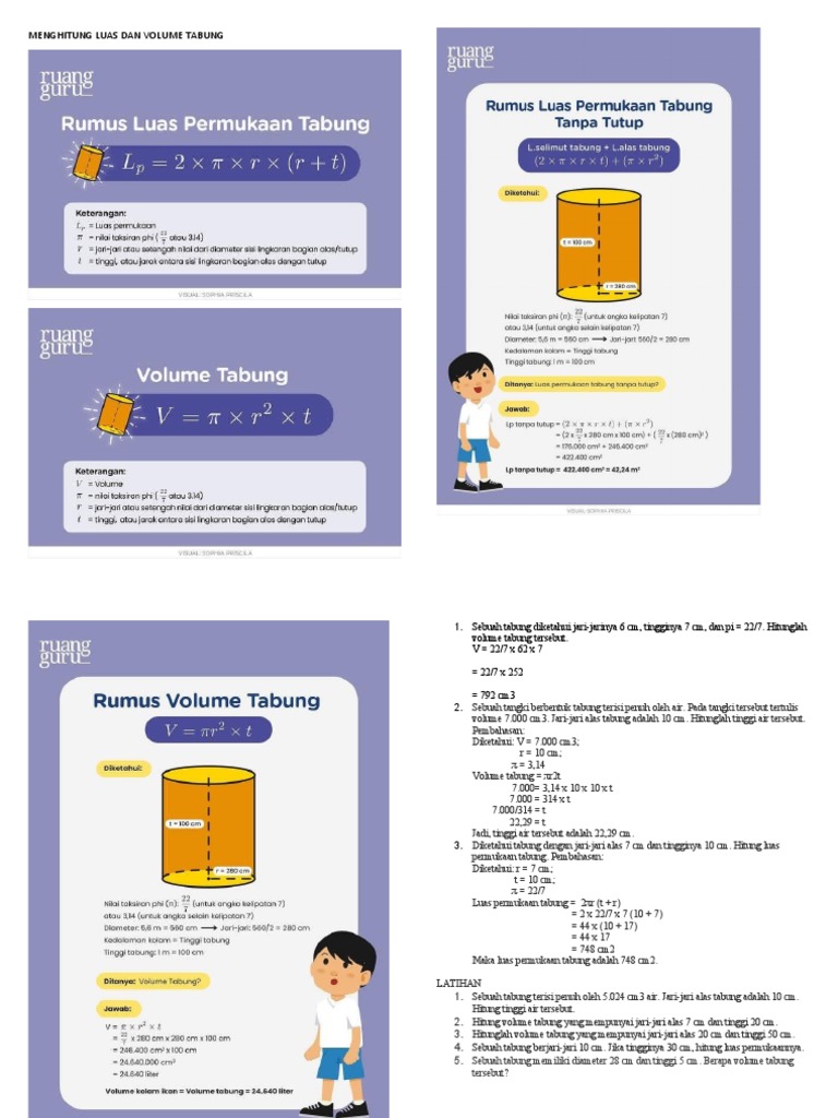 Menghitung Luas Dan Volume Tabung | PDF