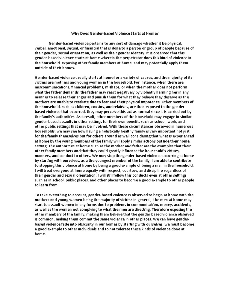 Gender Based Violence Essay Pdf