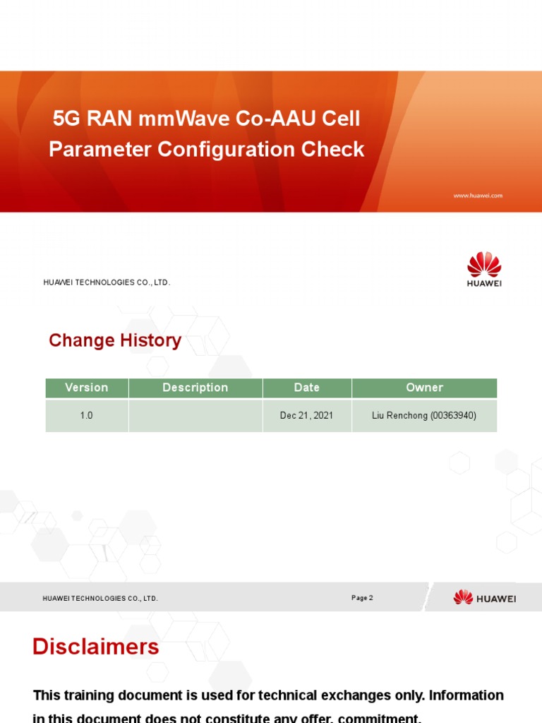5G RAN Mmwave Co-AAU Cell Parameter Configuration Check | PDF ...