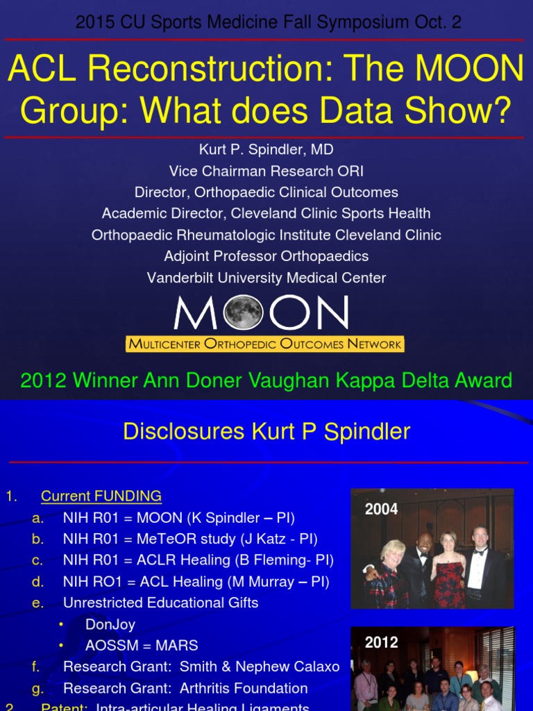 ACL Reconstruction The MOON Group What Does Data Show - Spindler | PDF ...