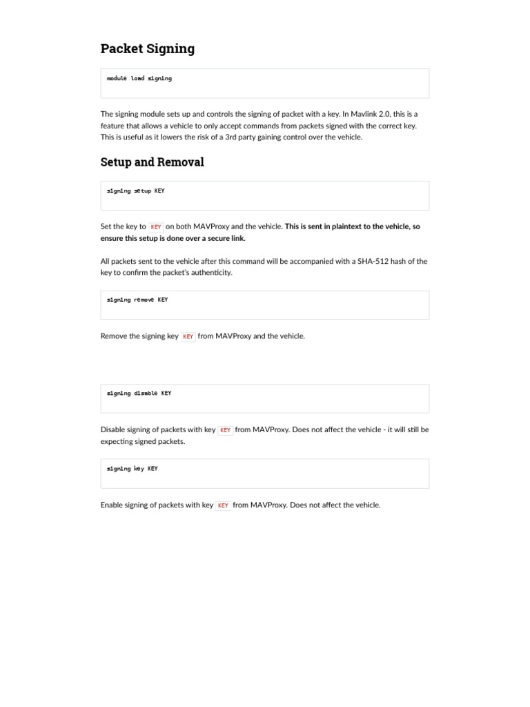 Packet Signing - MAVProxy Documentation | PDF | Finance & Money ...