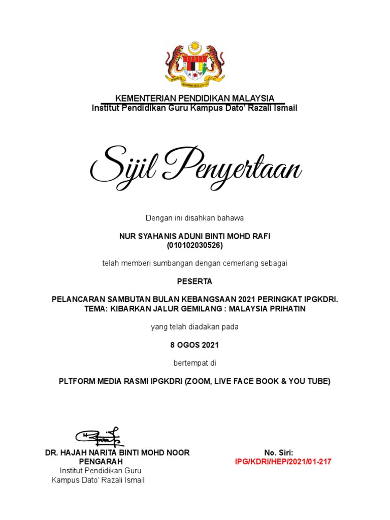 SIJIL PROGRAM MALAYSIA PRIHATIN | PDF