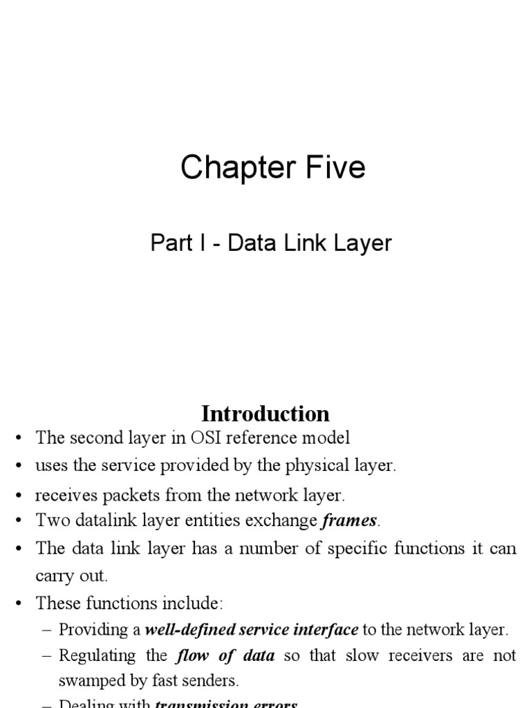 CS461Y23Chapter 5 Part I Data Link Layer | PDF | Error Detection And Correction | Transmission ...