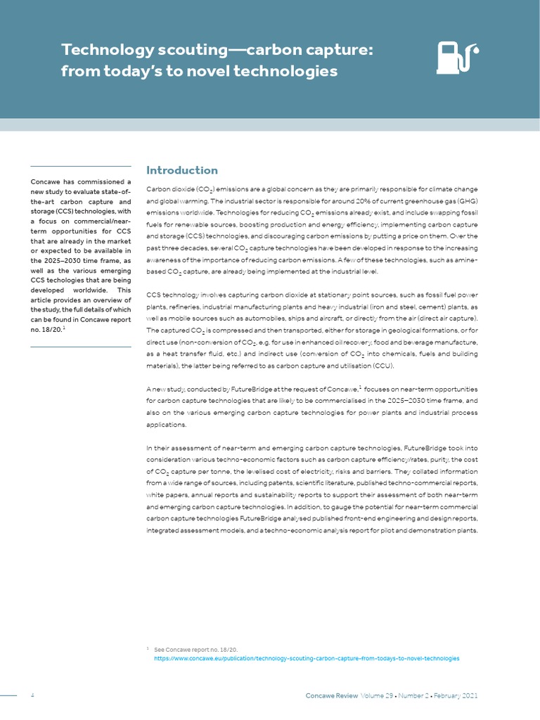 Technology Scouting Carbon Capture From Todays To Novel Technologies | PDF | Carbon Capture And ...