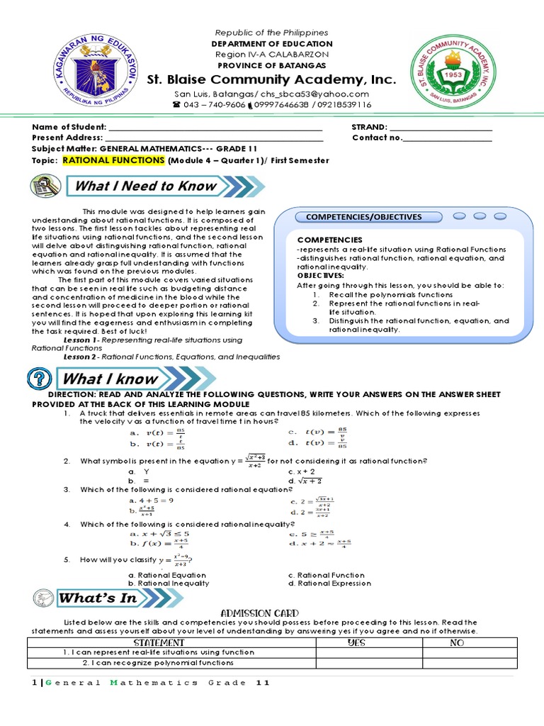 q1 Genmath Module 4 | PDF | Function (Mathematics) | Polynomial