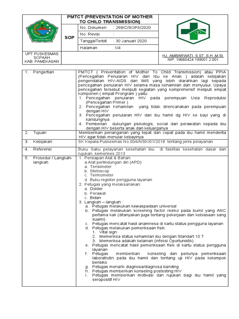 Sop PMTCT (Preventation of Mother To Child Transmission) | PDF
