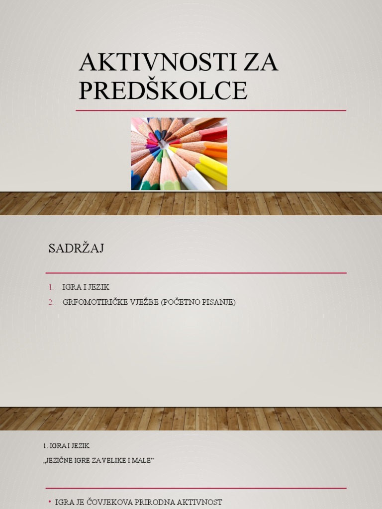 Aktivnosti Za Predškolce | PDF
