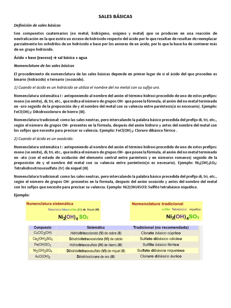 Sales Básicas - Ácidas | PDF | Ciencia y matemáticas
