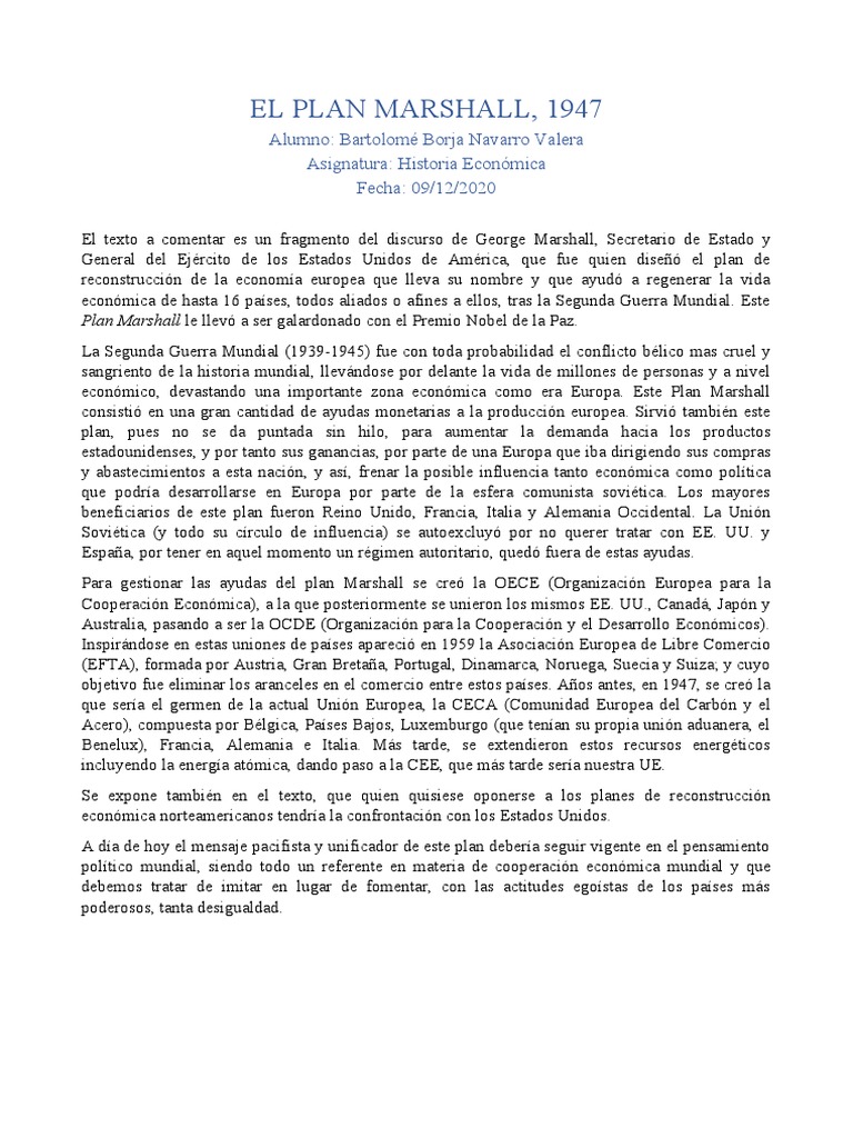 El Plan Marshall | PDF | plan Marshall | Europa