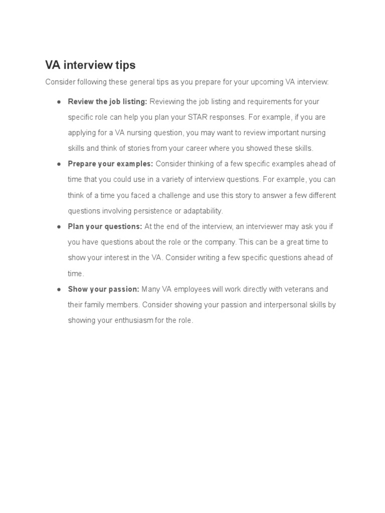 VA Interview Tips | PDF