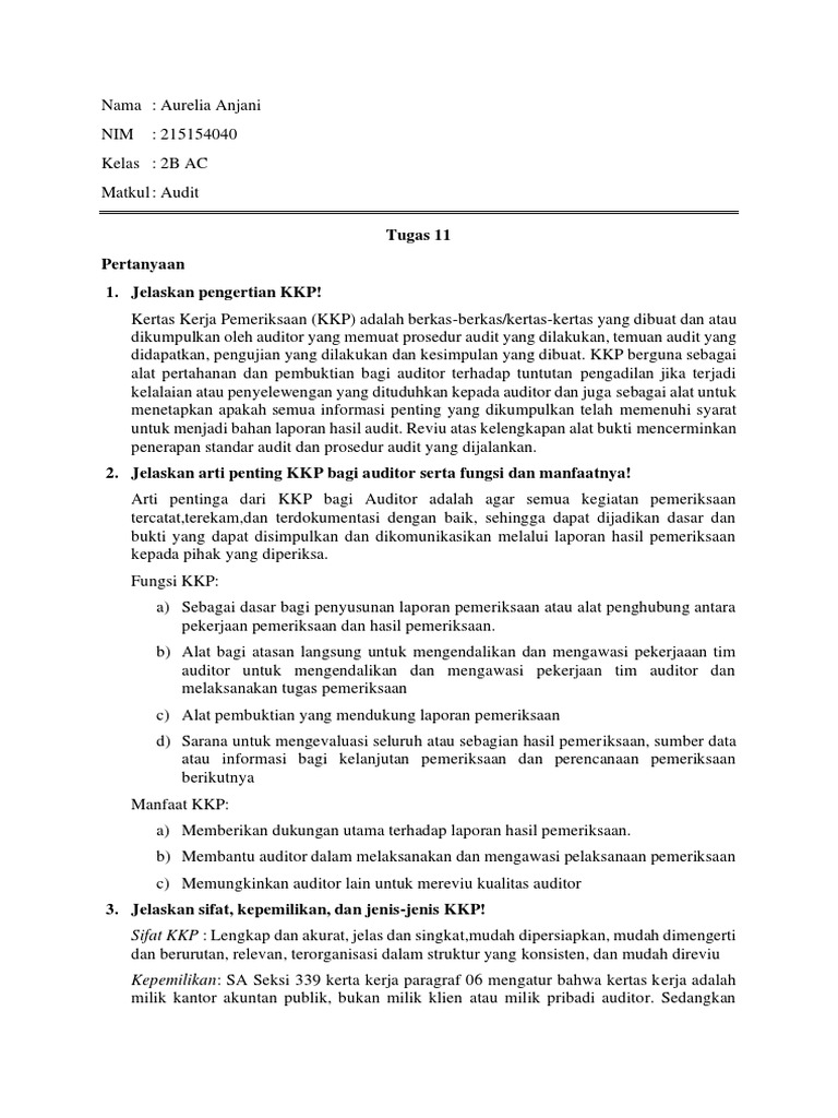 08 - 215154040 - Aurelia Anjani - 2B AC - Tugas 11 Audit - Latihan Soal ...