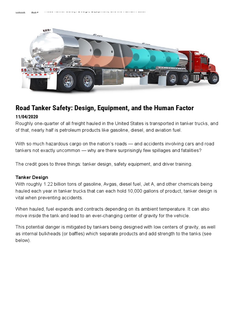 Road Tanker Safety: Design & Equipment | PDF | Oil Tanker | Truck