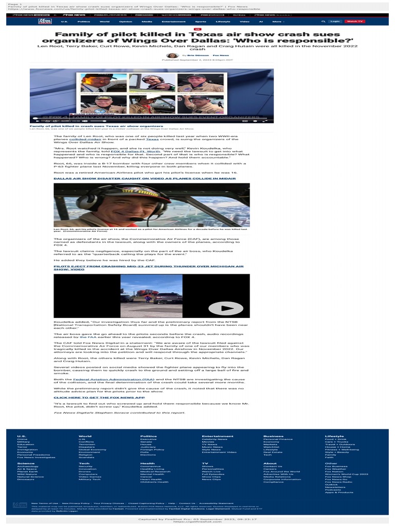 Family Sues Texas Air Show Over Crash | PDF | National Transportation ...