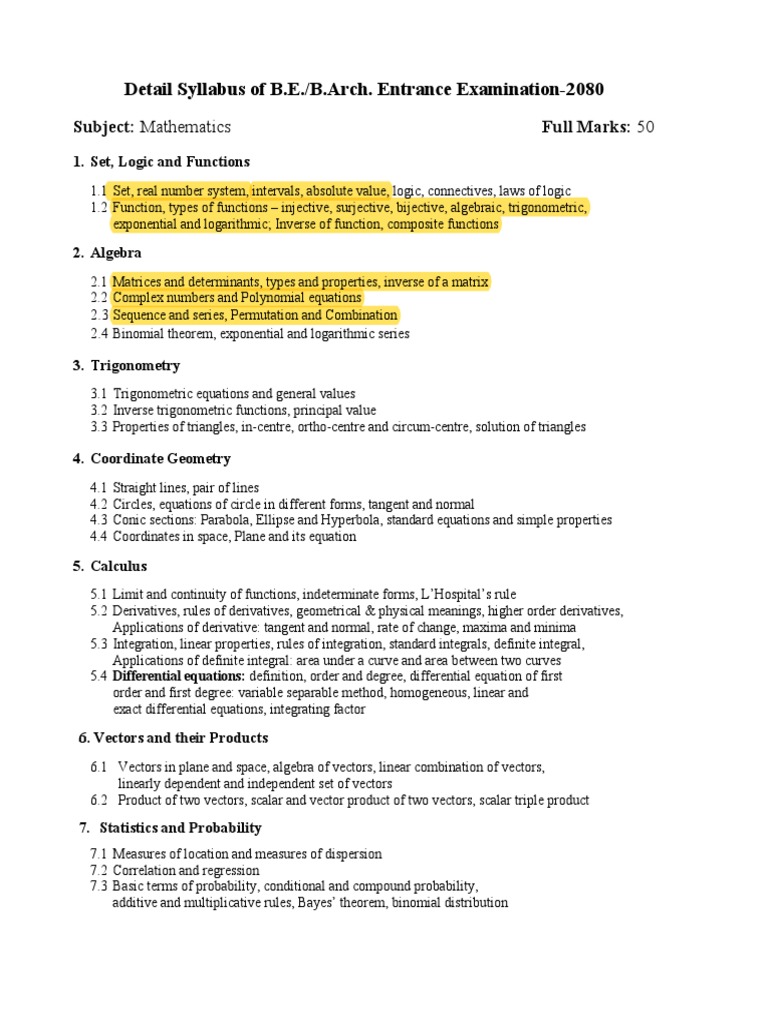 IOE Entrance Syllabus and Sample Question | PDF | Function (Mathematics ... IOE Entrance Syllabus and Sample Question | PDF | Function (Mathematics ...