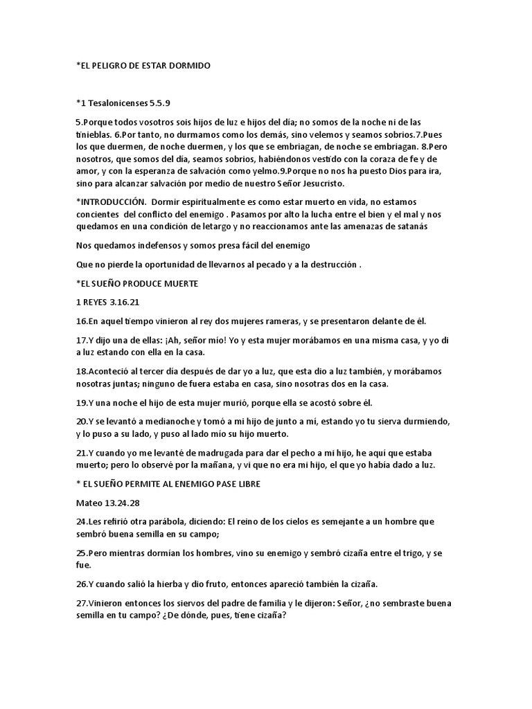 El Peligro de Estar Dormido | PDF | Creencia religiosa y doctrina El Peligro de Estar Dormido | PDF | Creencia religiosa y doctrina