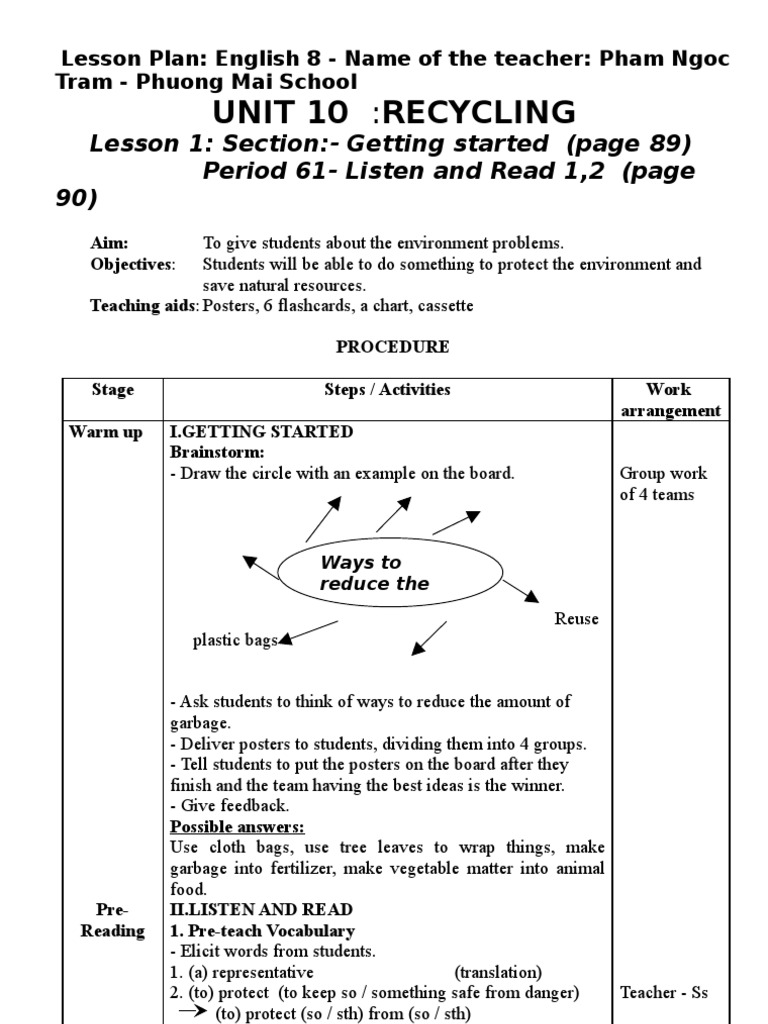 Grade 10 Recycling Lesson Plan | PDF | Lesson Plan | Recycling