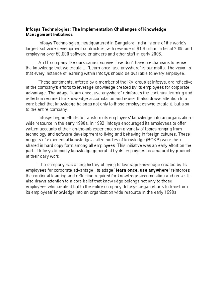 Infosys Technologies | PDF | Incentive | Knowledge Management