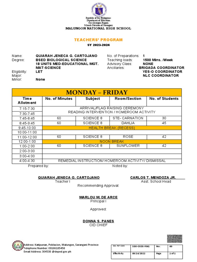 Teachers Program 2023-2024 | PDF | Schools