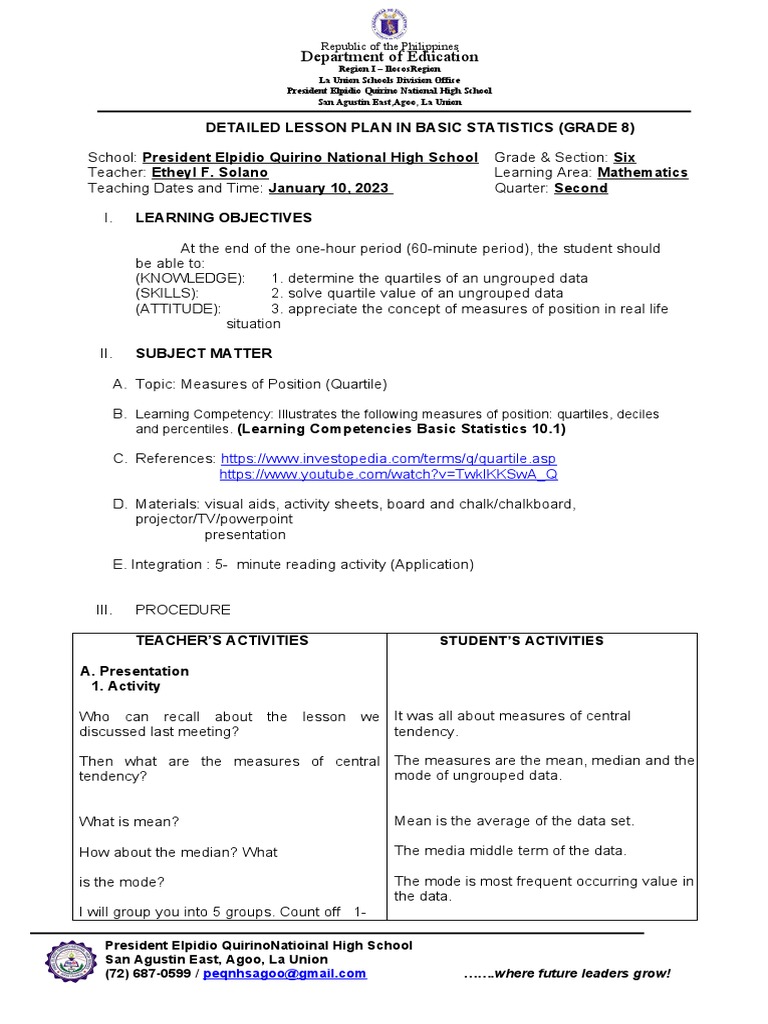 Basic Statistics Grade 8 Pdf