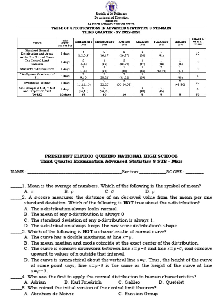 Advanced Statistics | PDF