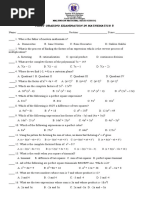 REVIEWER For 2nd Quarter Examination in Math 8 SY 2023 PDF | PDF | Equations | Function ...