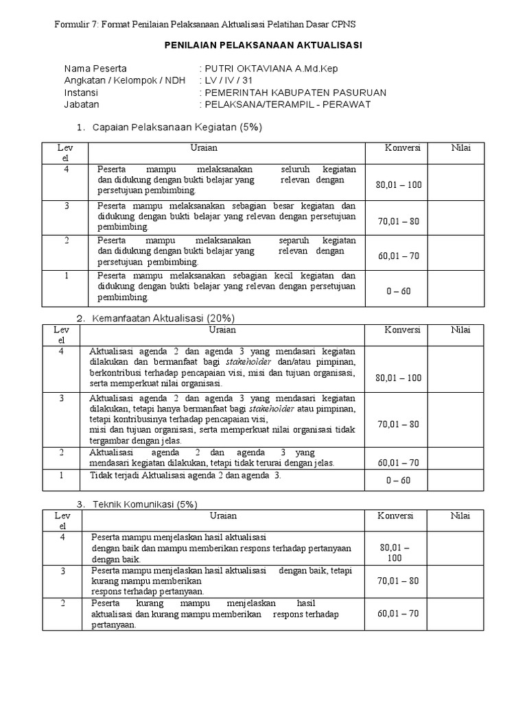 Form Penilaian Penguji | PDF
