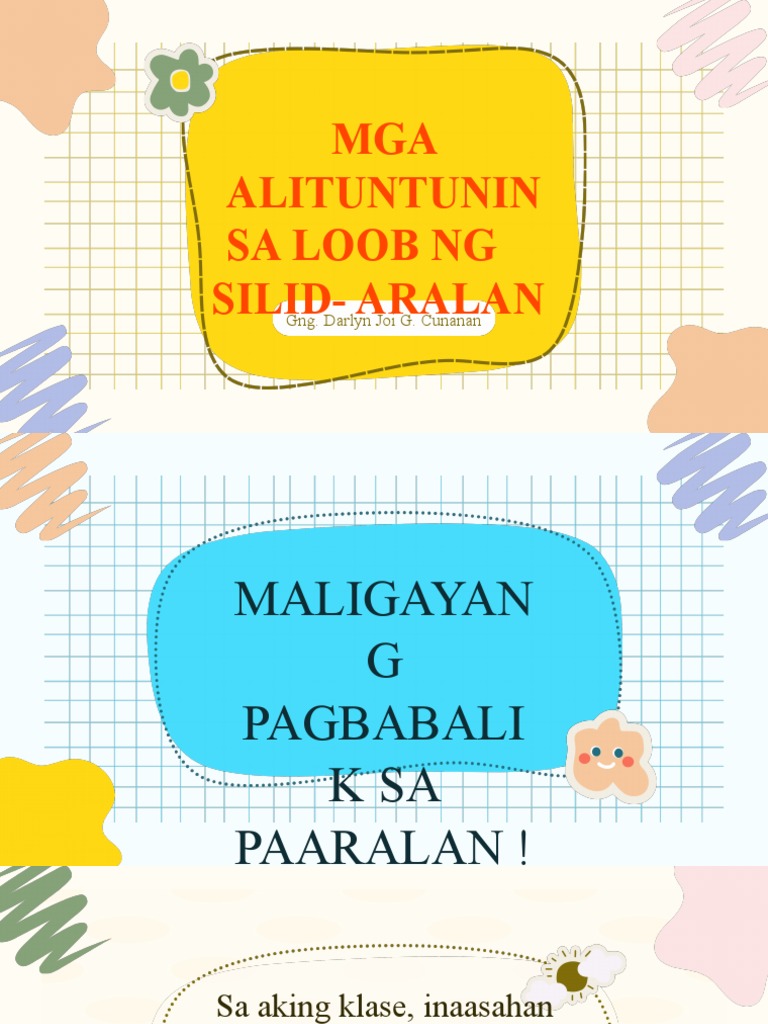 Mga Alituntunin Sa Loob NG Silid Aralan | PDF