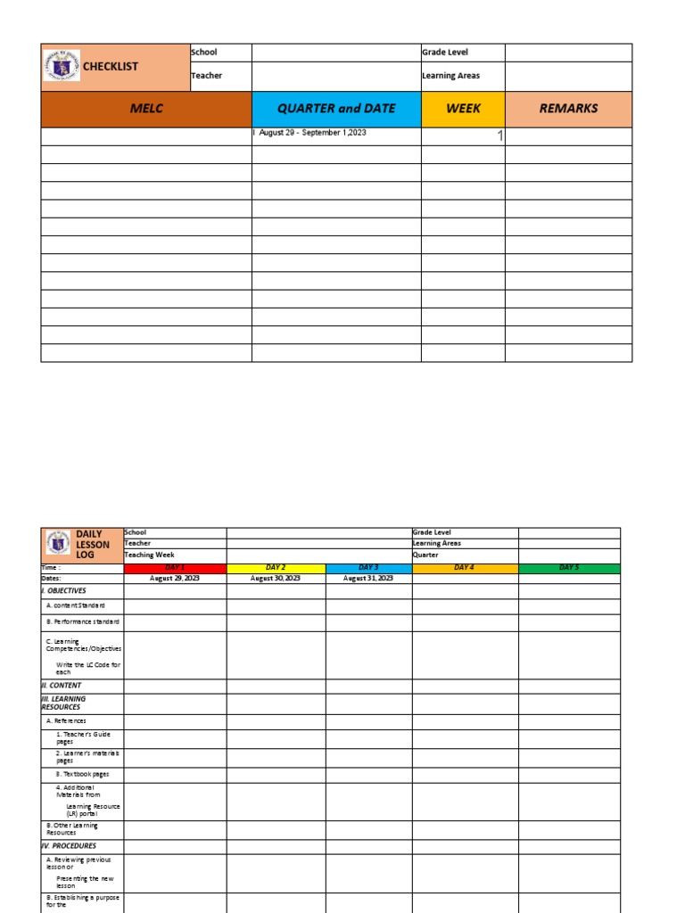 DLL and Checklist | PDF | Learning | Change