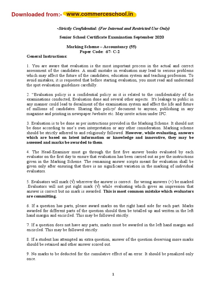 Accountancy 055 Set 67 C2 Marking Scheme Comptt 2020 | PDF | Debits And Credits | Credit