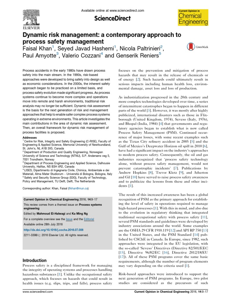 Dynamic Risk Management - A Contemporary Approach To Process Safety ...