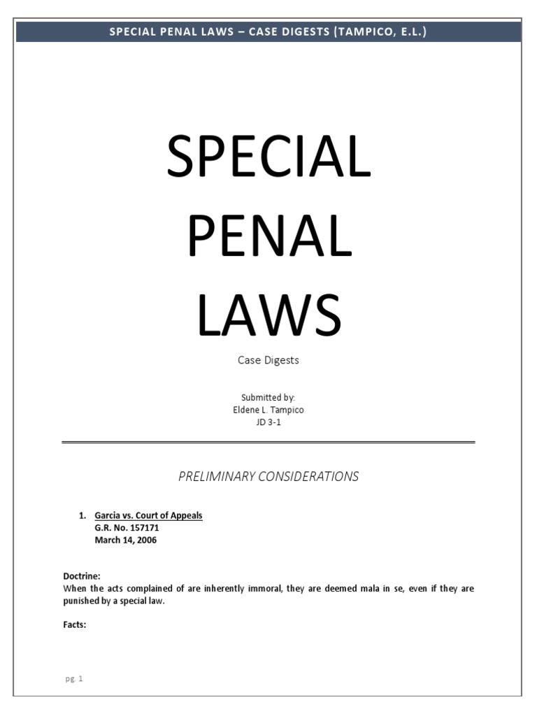 TAMPICO - SPL CASE DIGESTS - Weeks 1-3 | PDF