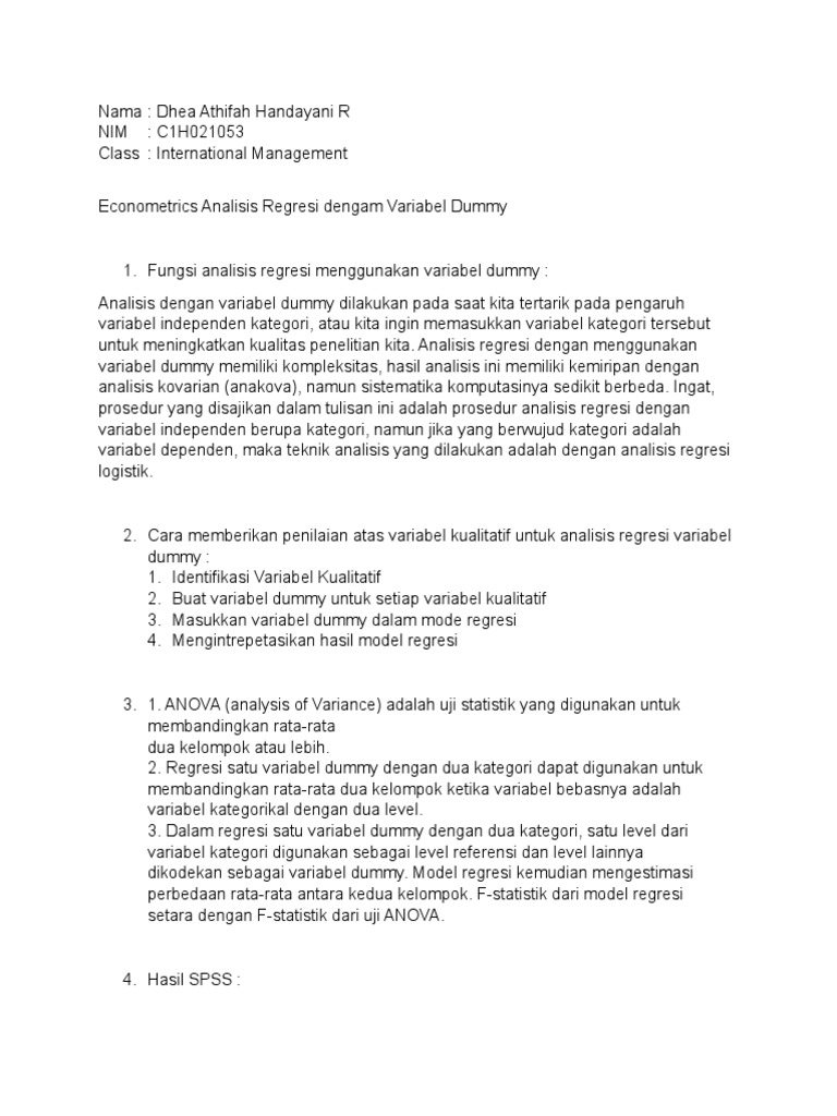 Analisis REgresi Dengan Variabel Dummy | PDF