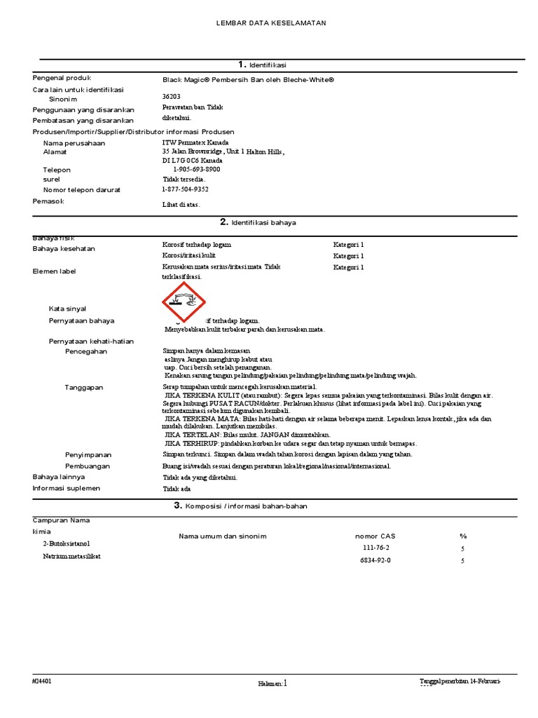 MSDS TIRE KIT BLACK MAGIC GEL - En.id | PDF