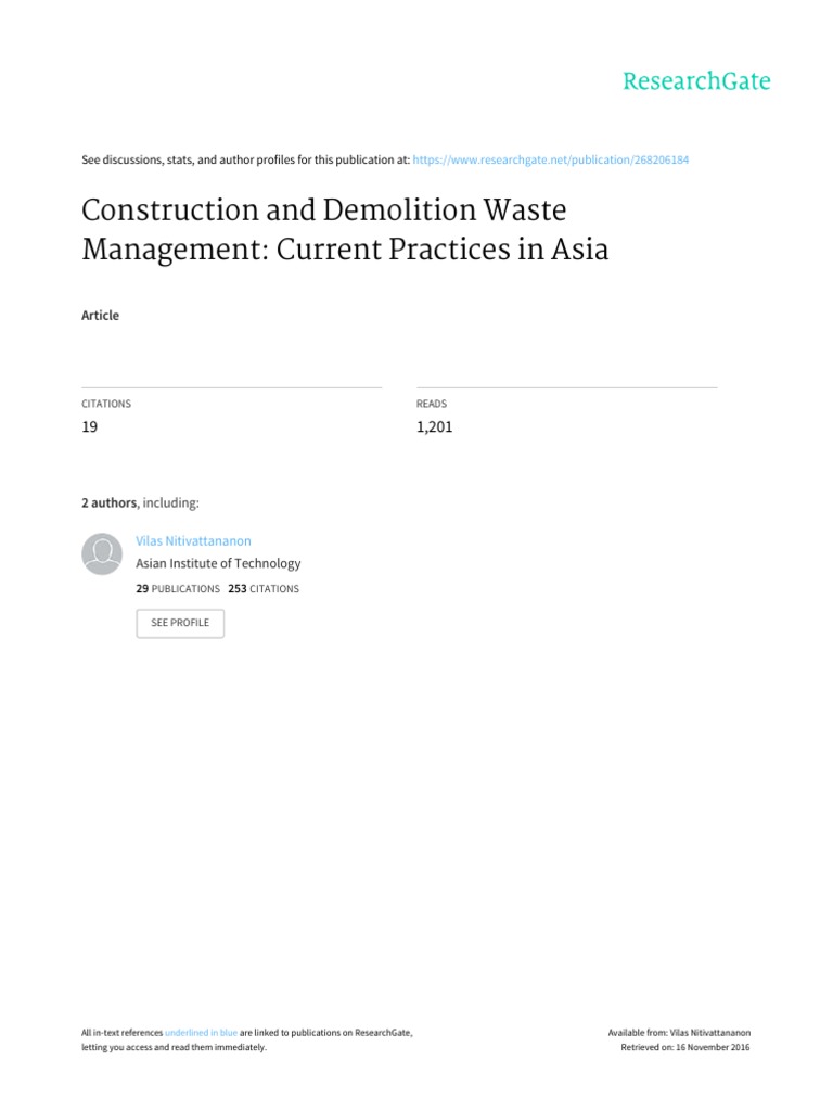 Construction and Demolition Waste Manage | PDF | Waste | Waste Management