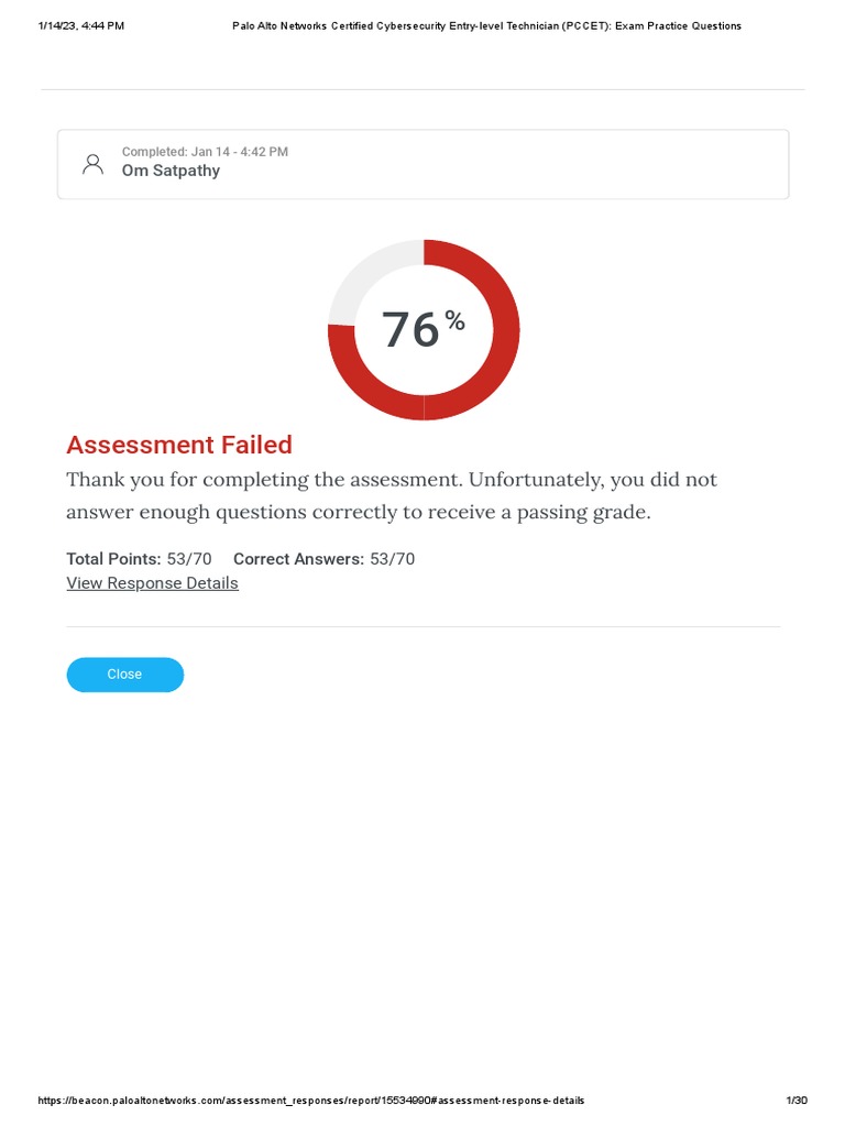 Palo Alto Networks Certified Cybersecurity Entry-Level Technician (PCCET) - Exam Practice ...