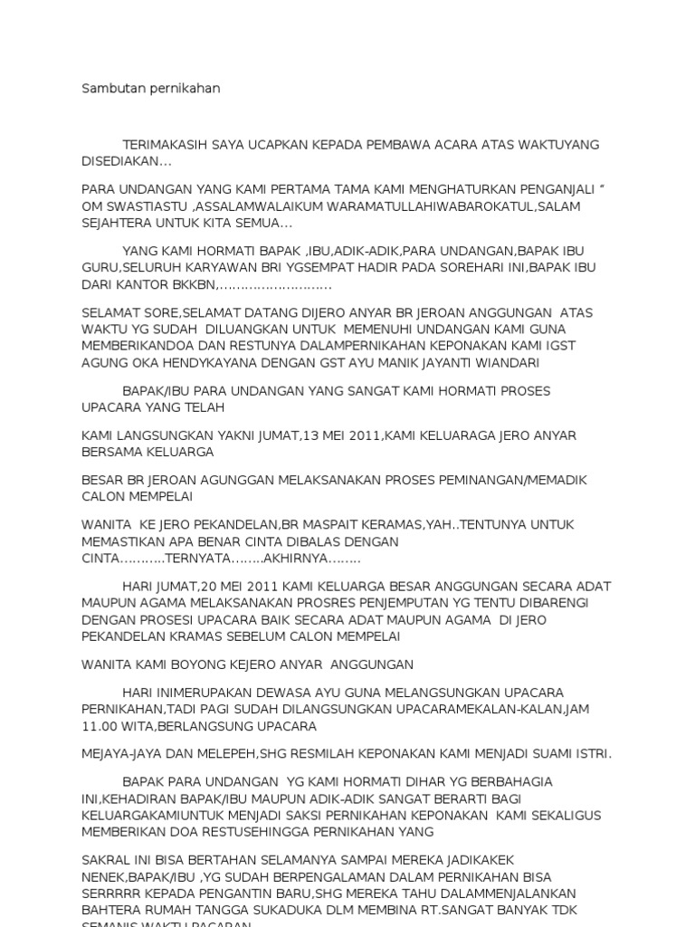 Sambutan Pernikahan | PDF