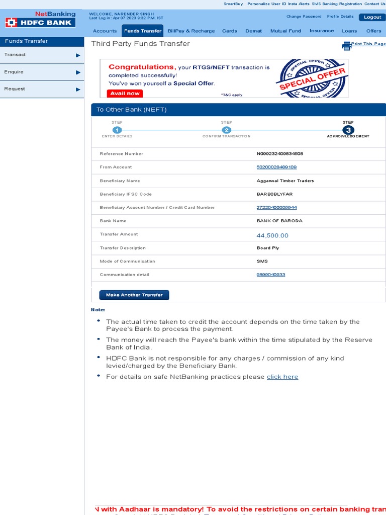 Welcome To HDFC Bank NetBanking 4 | PDF | Payments | Online Banking