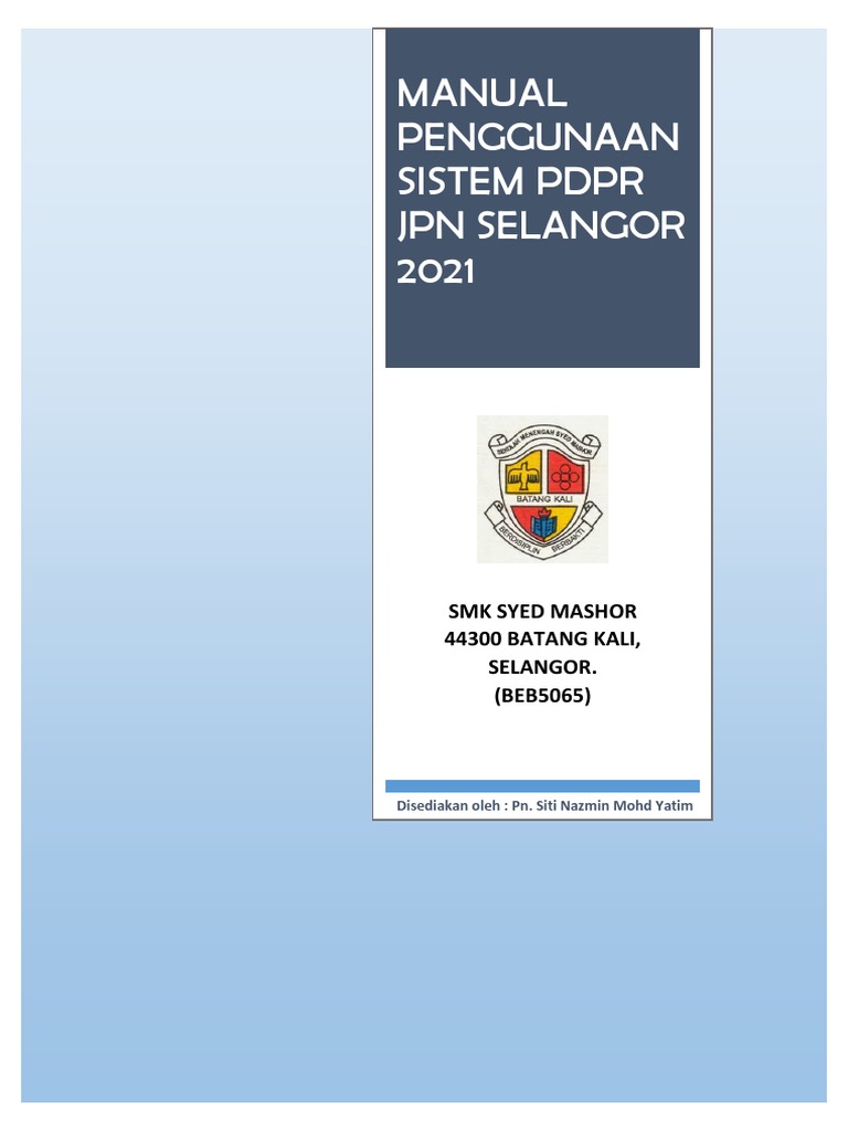 Manual Pengunaan Sistem PDPR JPS 2021 | PDF